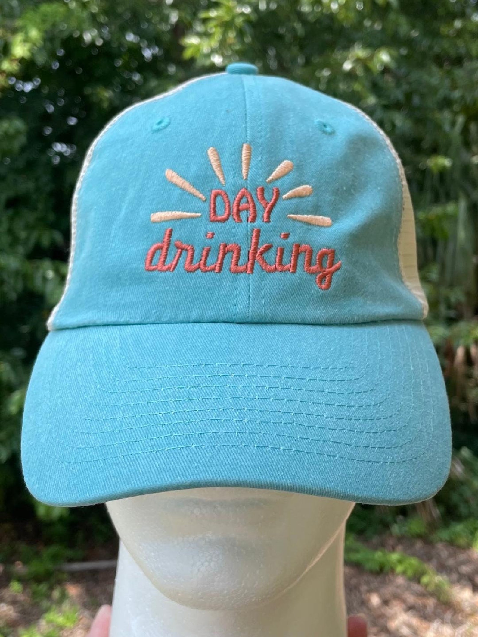 Day Drinking Hat Embroidered Trucker Hat Distressed Trucker - Etsy