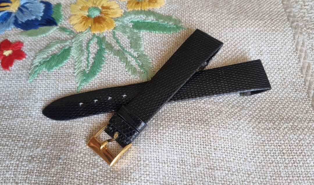 Genuine VINTAGE LIZARD Leather Watch Strap NOS Swiss Made anses Soudées ...