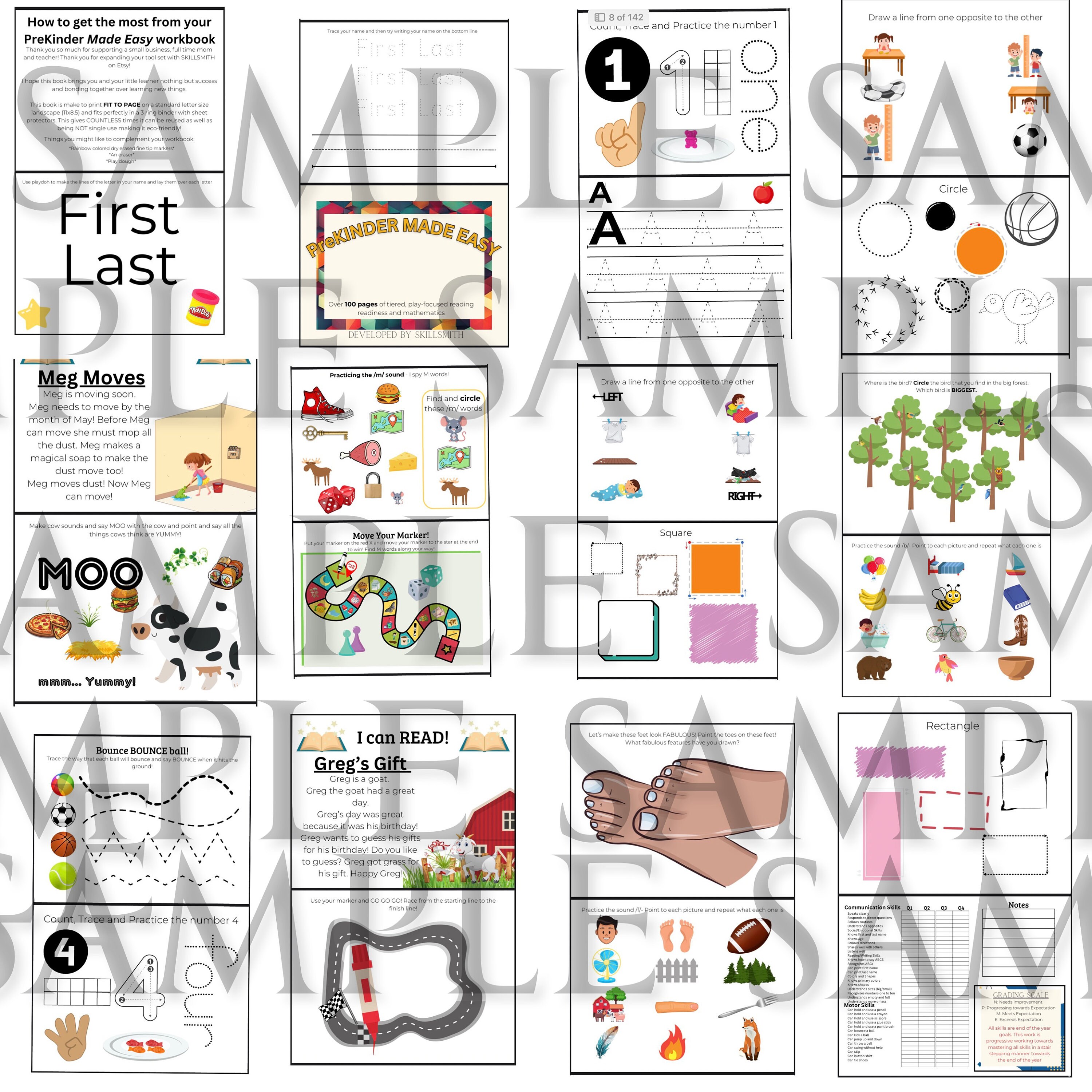 PERSONALIZED Pre Kindergarten Preschool Made Easy Printable Workbook - Etsy