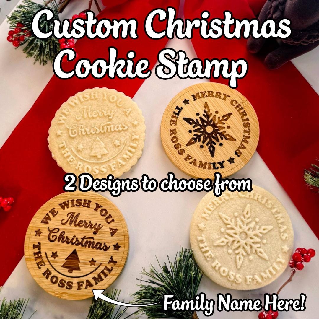 Custom Christmas Cookie Stamp, Personalized Family Name Stamp + Cookie ...