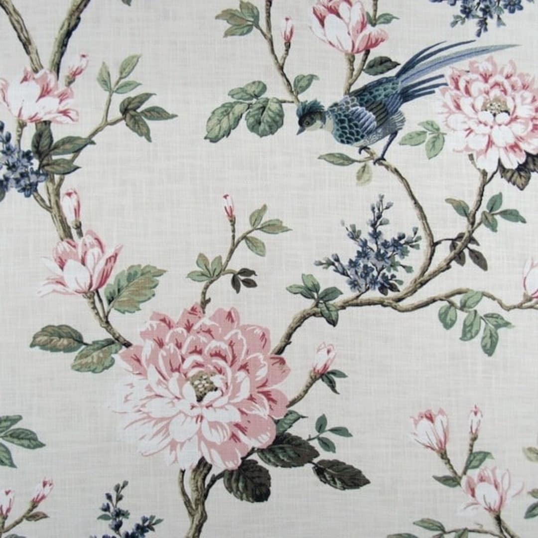 Joybird Floral-floral-bird Floral-blush Floral- Fabric - Etsy