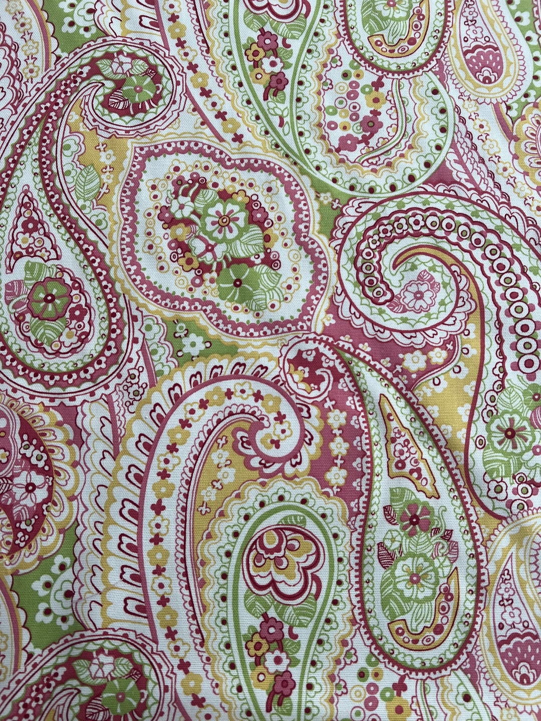 Paisley Pink Green-paisley Floral-paisley Fabric - Etsy