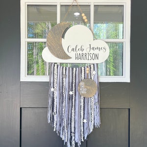 Gender Neutral Moon Clouds and Stars Hospital Nursery Door Hanger ...