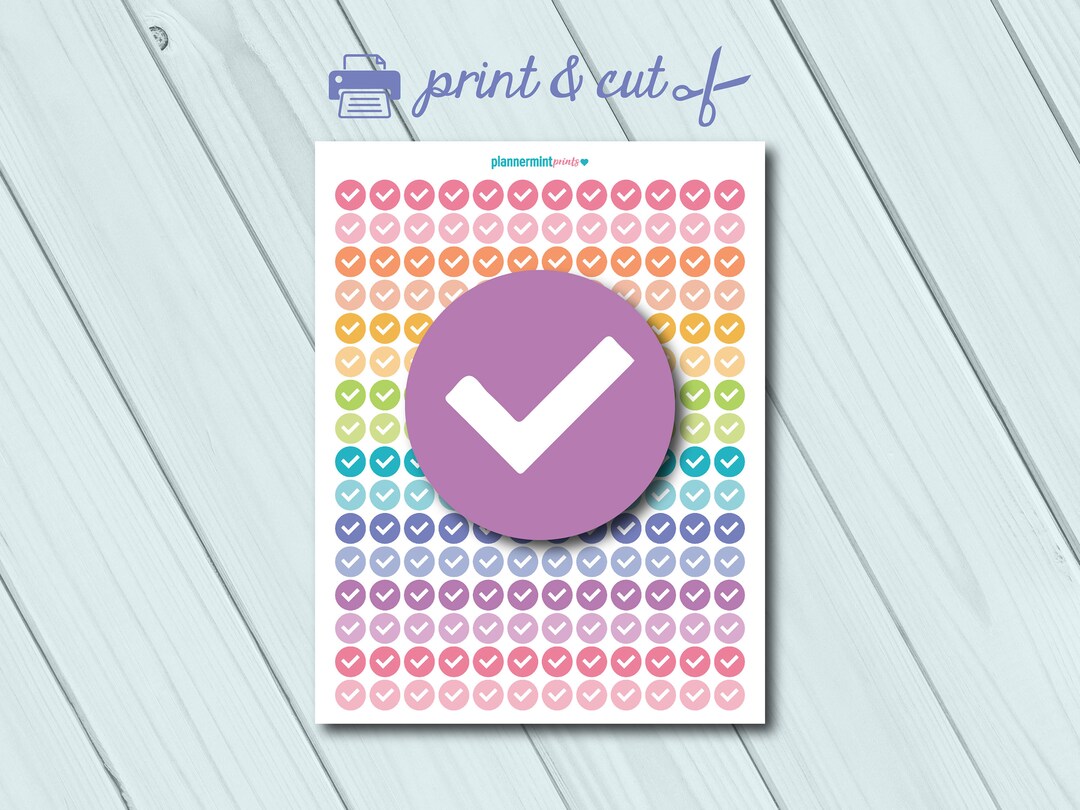 Check Mark Stickers - Dots - Printable Stickers - Checkmark - Done ...