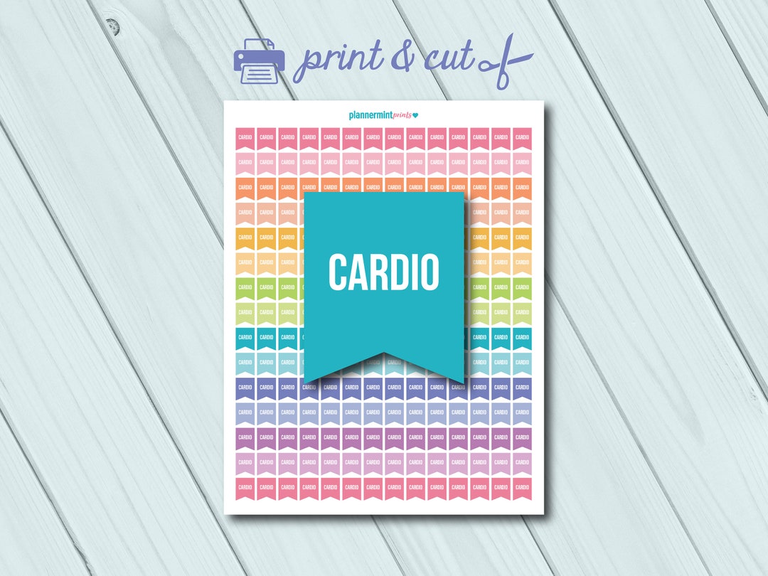 Cardio Planner Stickers - Side Flags - Printable Stickers - Flag Header ...