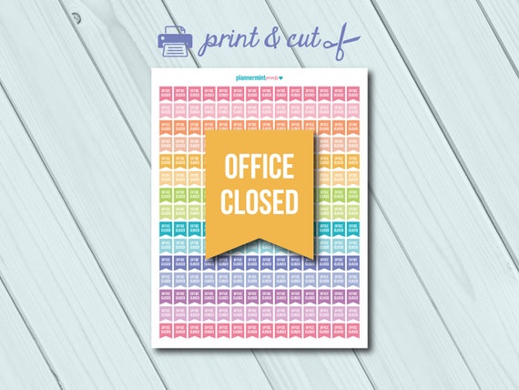 Office Closed Planner Stickers Printable Flag Stickers | Etsy