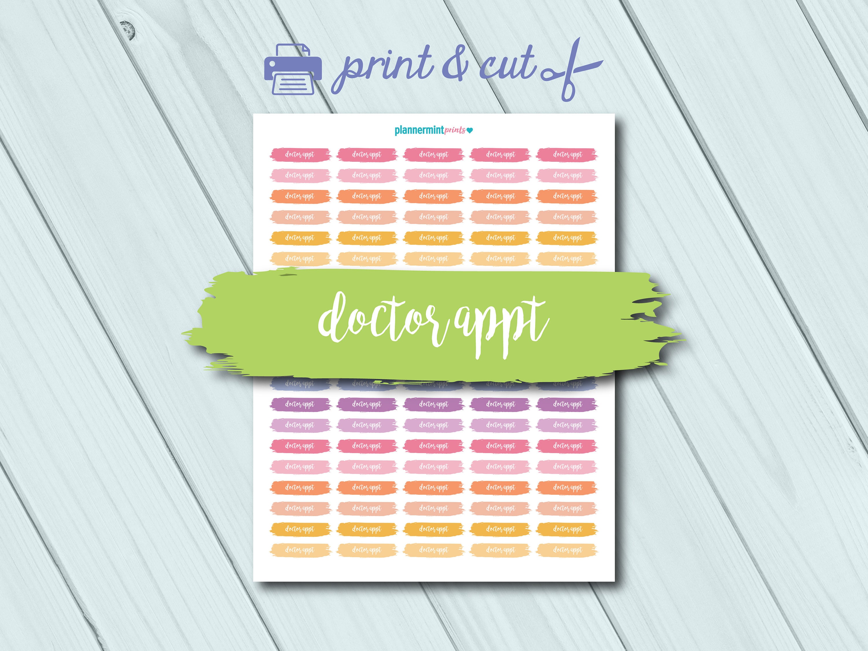 Doctor Appointment Printable Planner Stickers - Brush Stroke - Script ...
