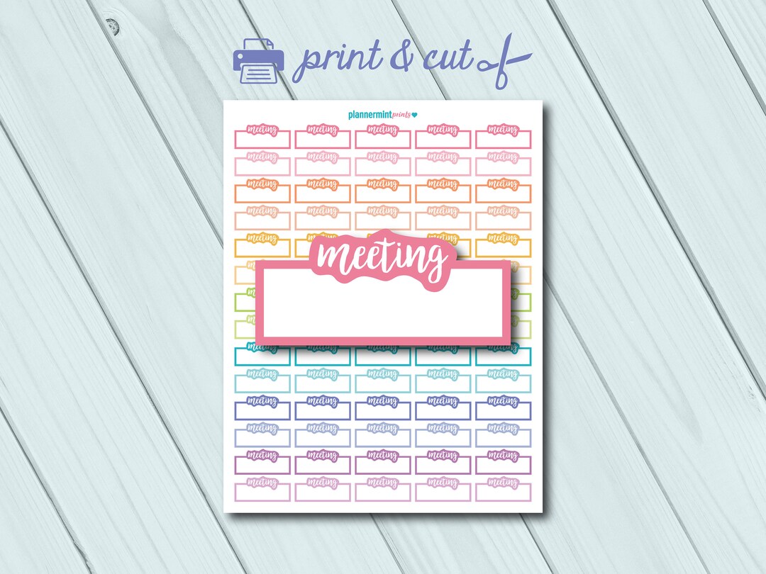 Meeting Printable Planner Stickers - Trackers - Word Outline Fillable ...