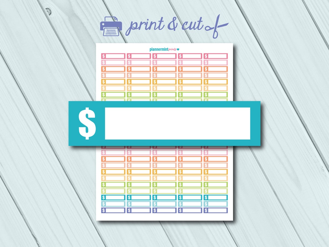 Dollar Sign Printable Planner Stickers - Tracker Label - Label Stickers ...