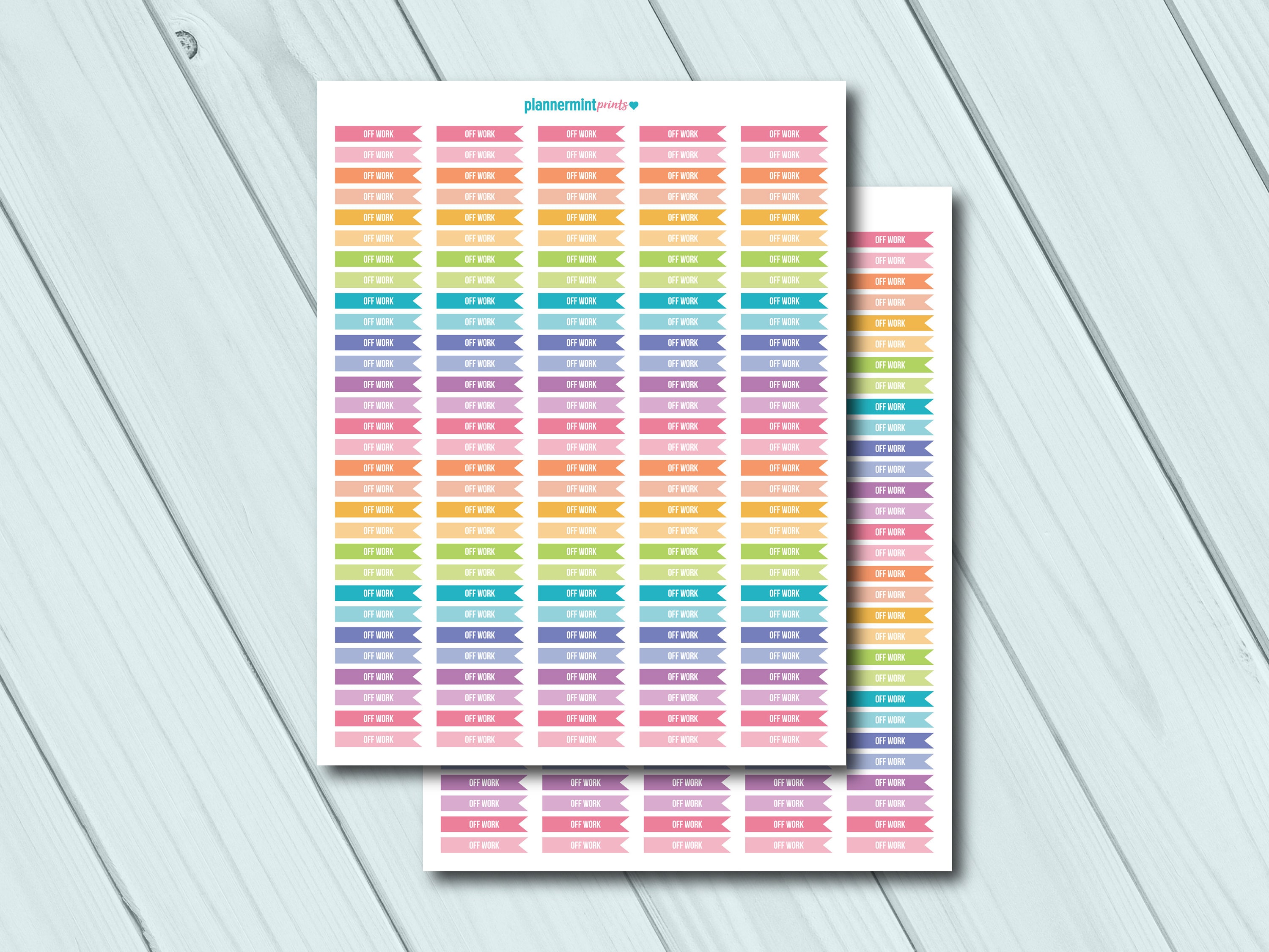 Off Work Planner Stickers - Side Flags - Printable Stickers ...