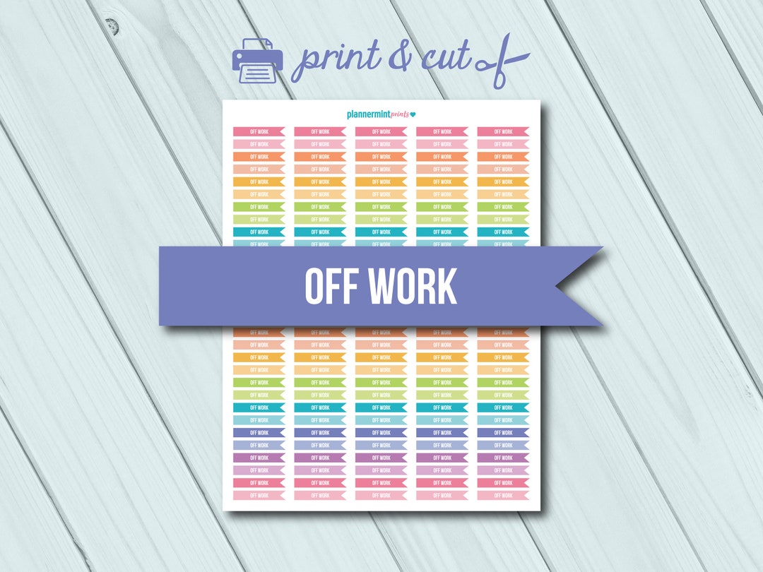 Off Work Planner Stickers - Side Flags - Printable Stickers ...