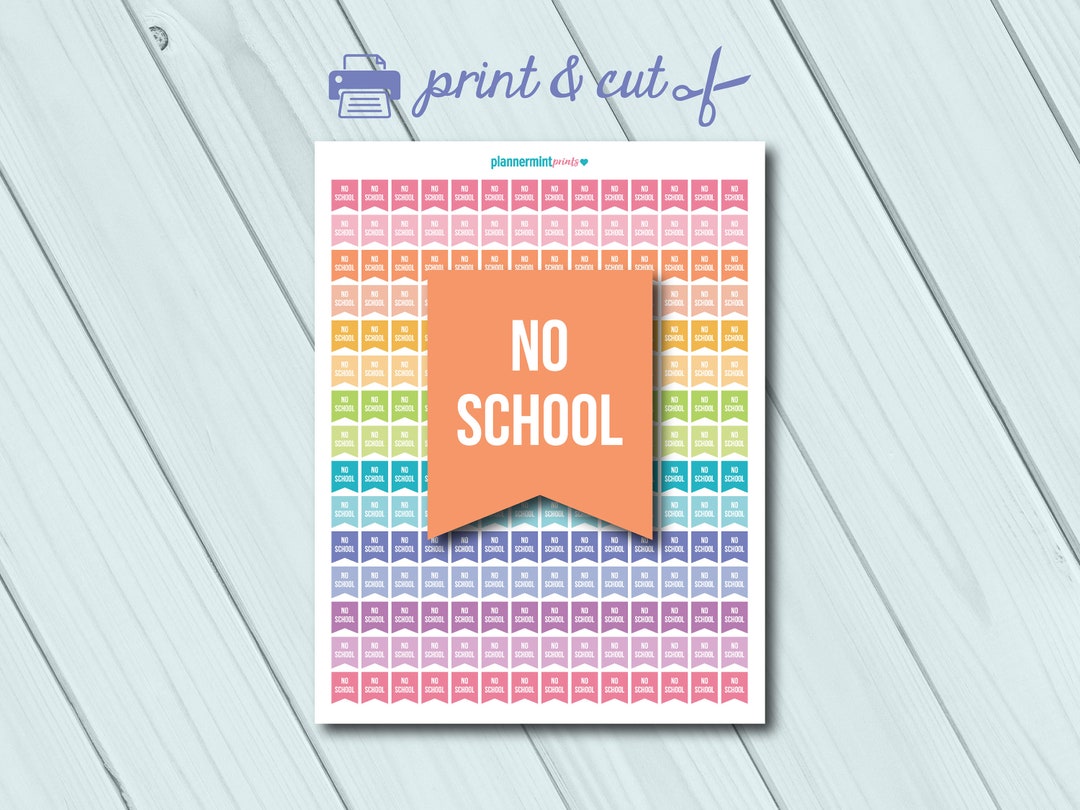 No School Planner Stickers - Printable Flag Stickers - Erin Condren ...