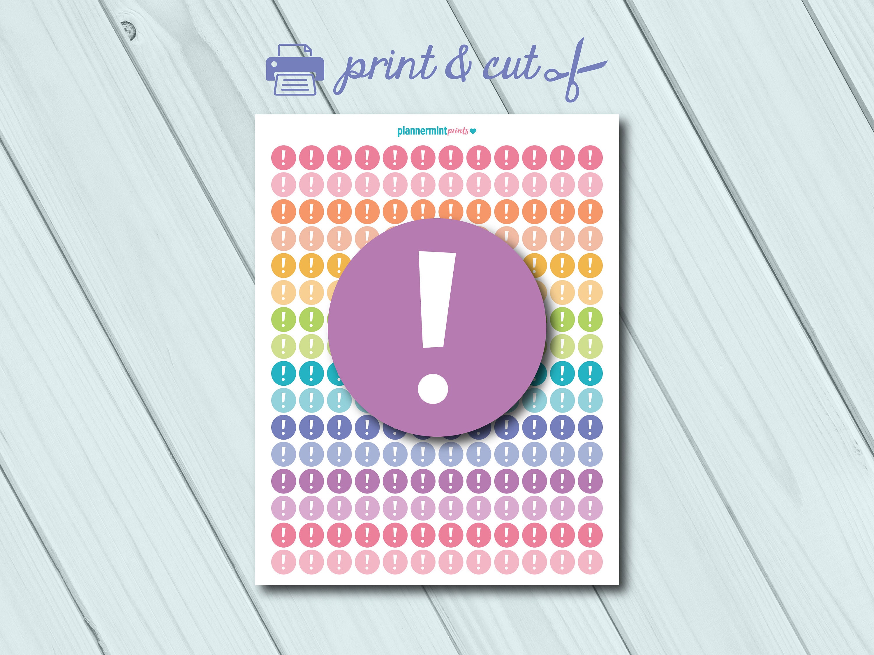 PRINTABLE Exclamation Point Planner Stickers - Dots - Functional Icons ...