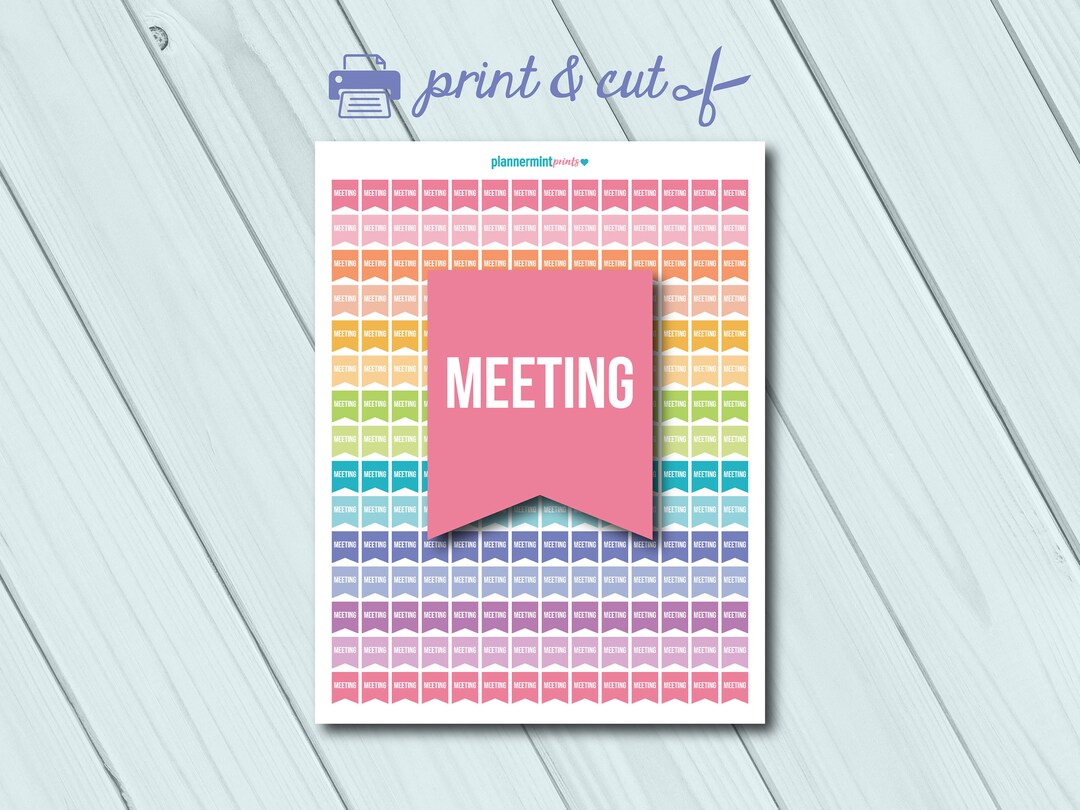 Meeting Planner Stickers - Printable Flag Stickers - Erin Condren ...
