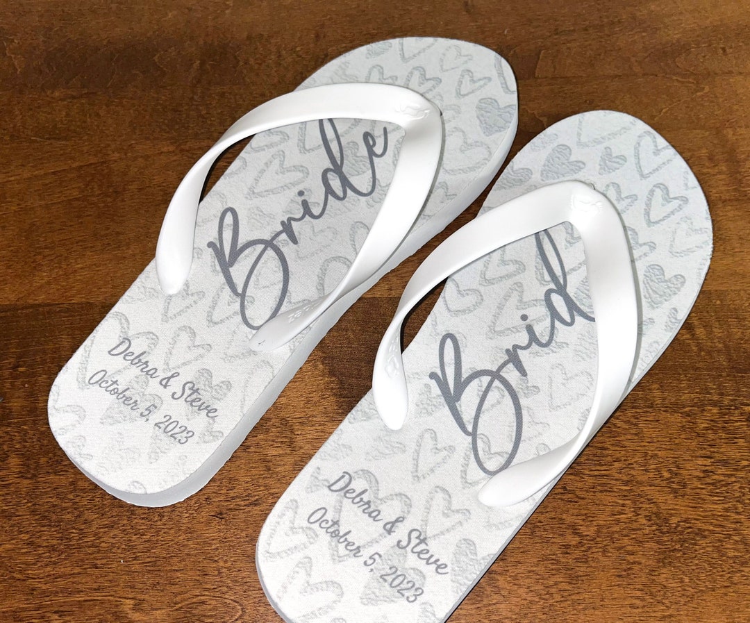 Custom Bride With Hearts - Sandals With Personalized Name and Date ...