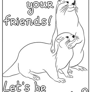 Cute Otters Want to Chat Otters Coloring Pages, Otters Printable ...