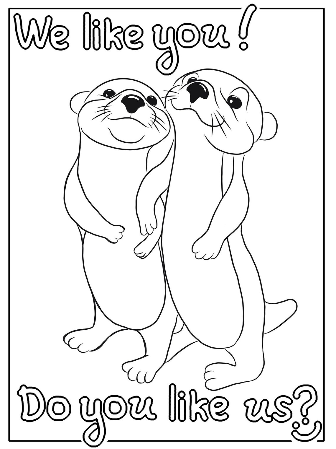 Cute Otters Want to Chat Otters Coloring Pages, Otters Printable ...