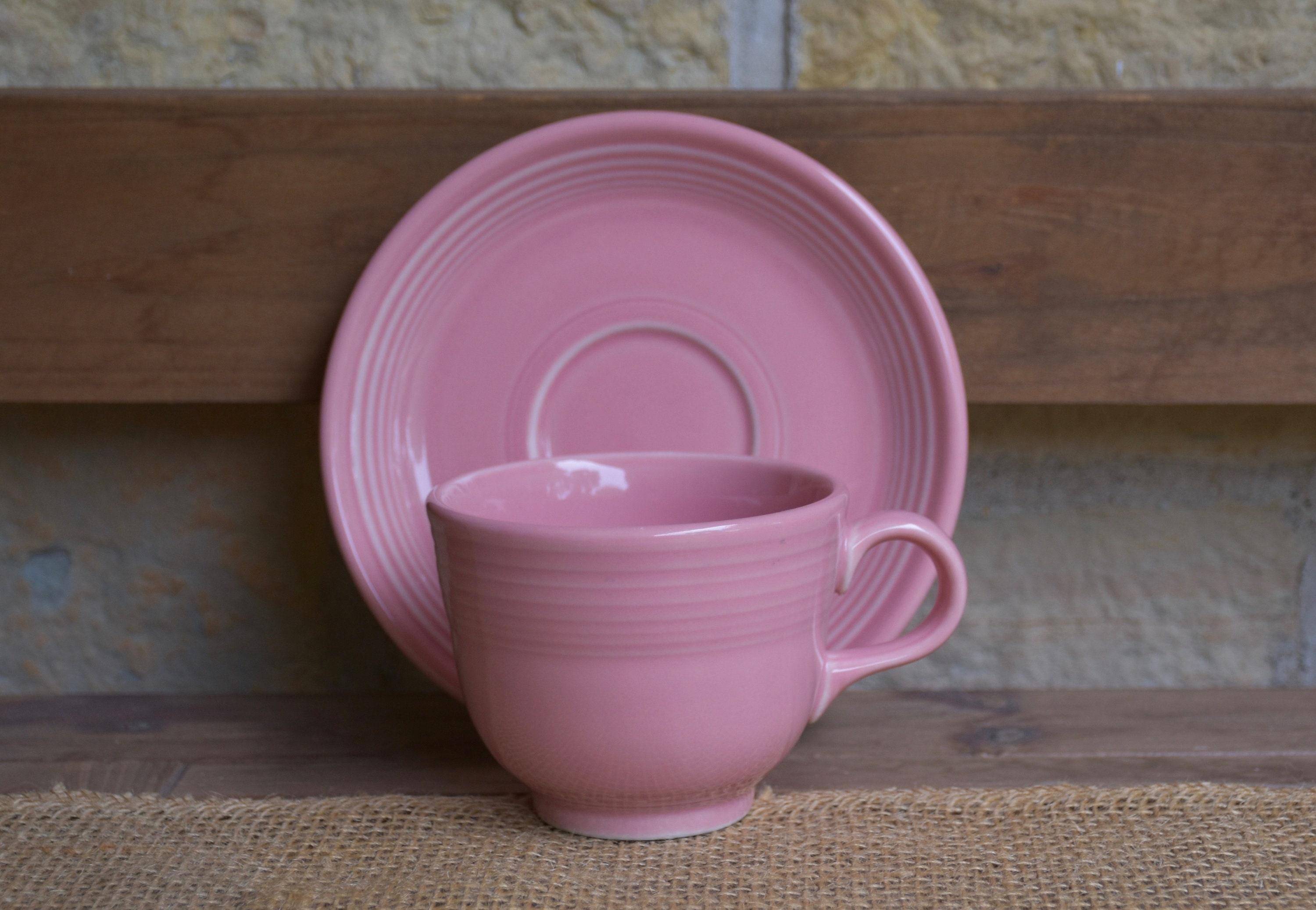 Vintage Pink Fiesta Ware Tea Cup and Saucer set of Four 4 | Etsy