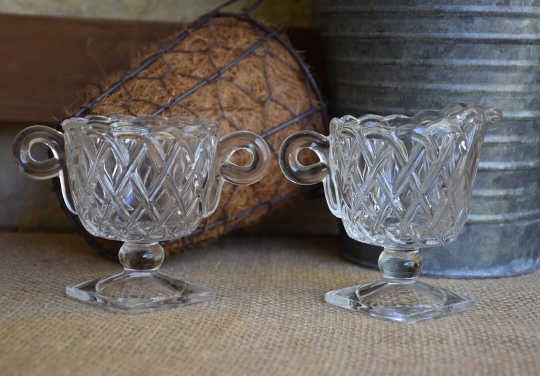 Vintage Indiana Glass Pretzel Pattern Clear Glass Sugar and Creamer - Etsy