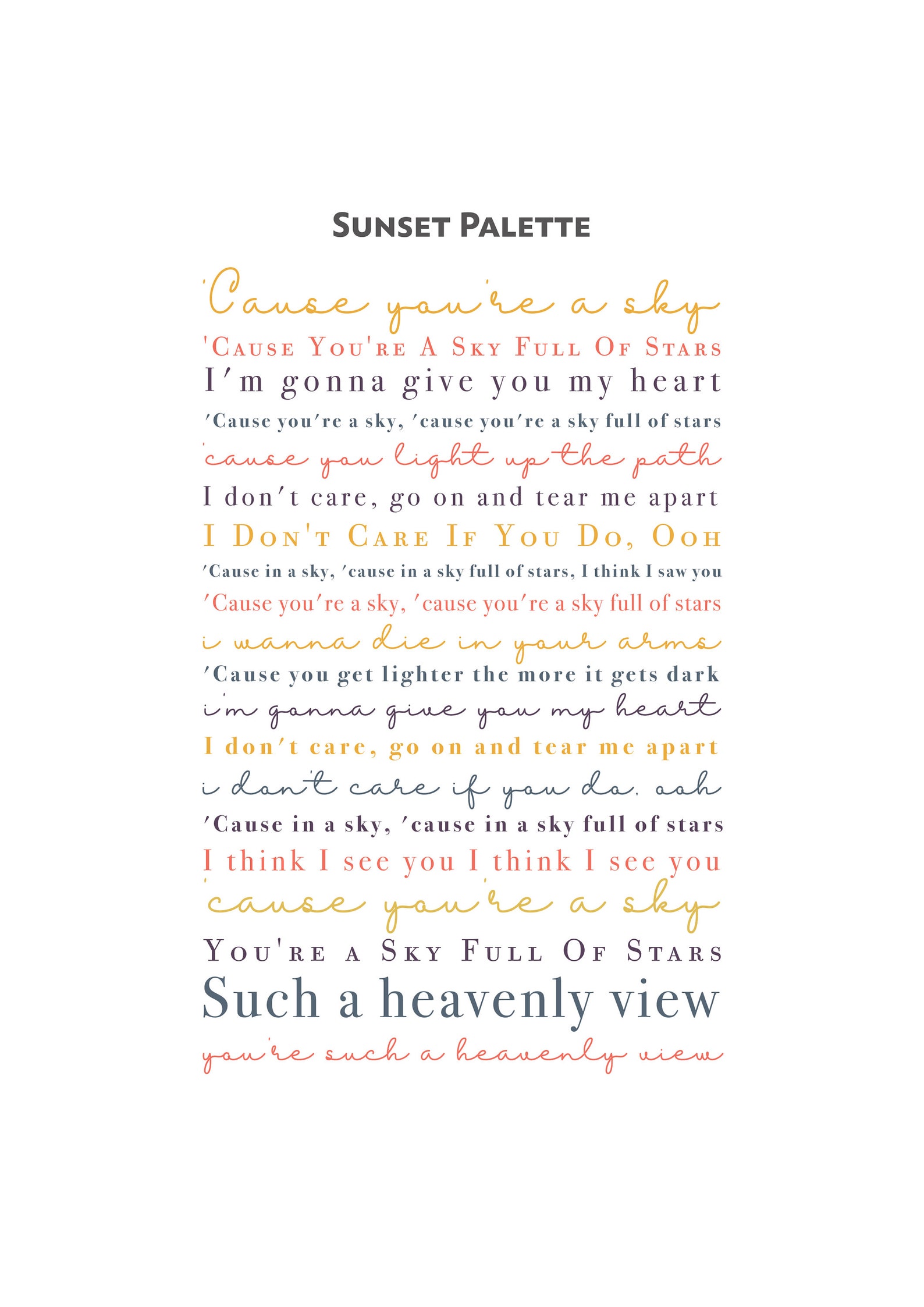 Personalised Typographic Song Lyrics Print Gift | Etsy