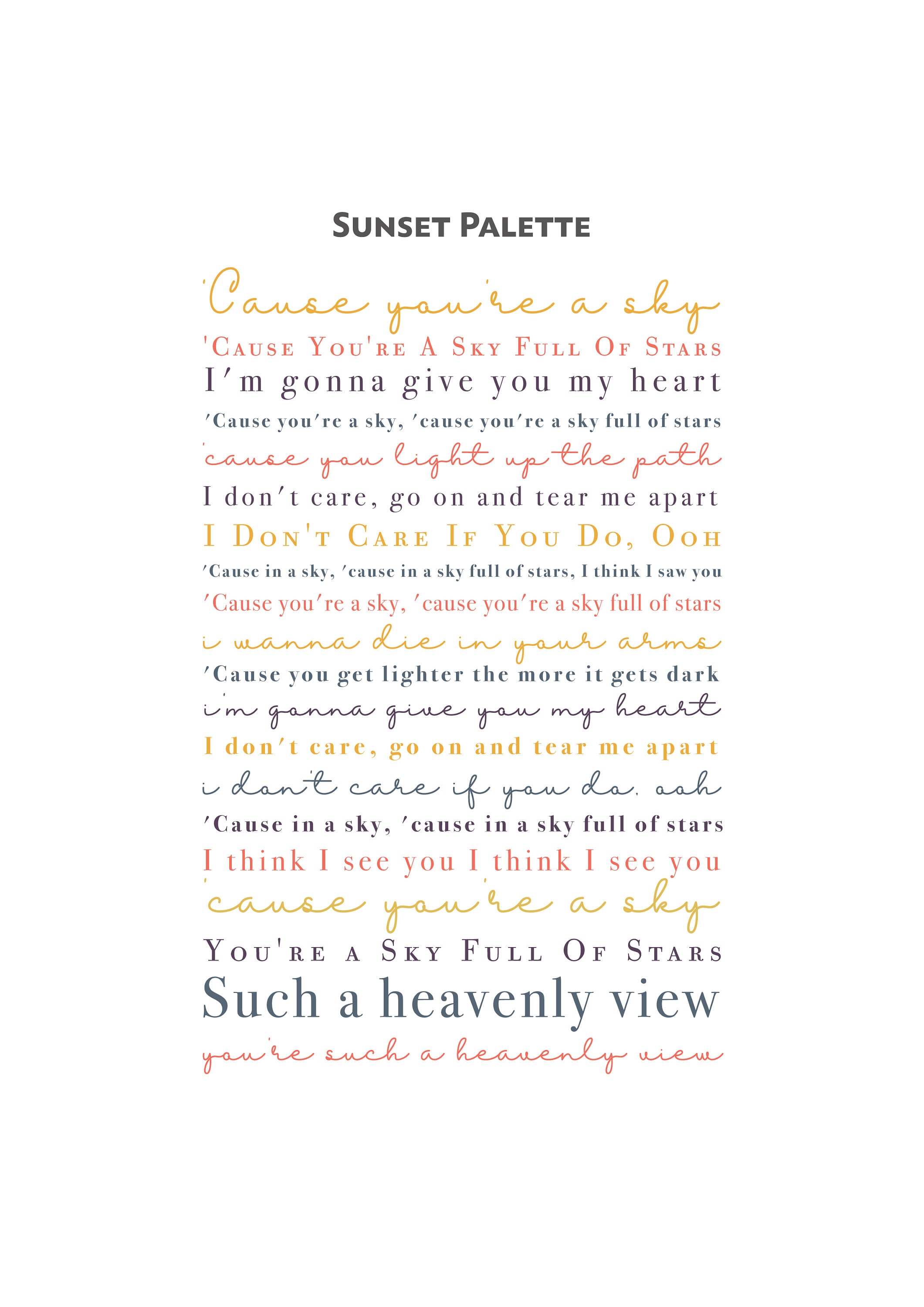 Personalised Typographic Song Lyrics Reading or Quote Print - Etsy