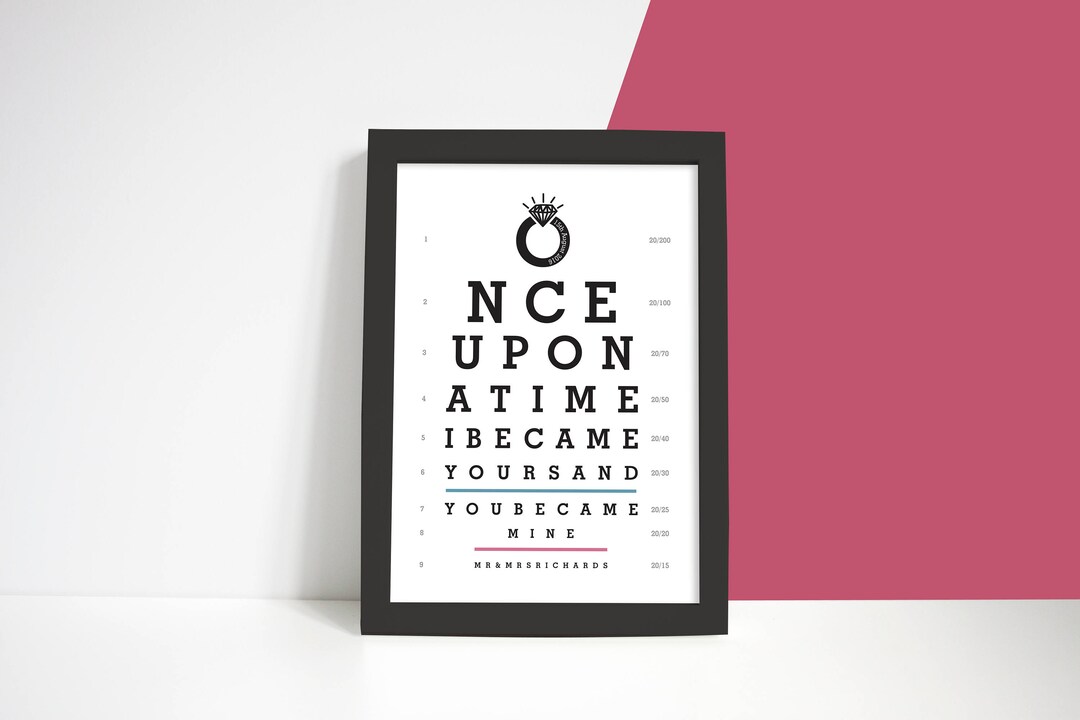 Personalised Wedding Anniversary Snellen Eye Chart Unframed Print Gift ...