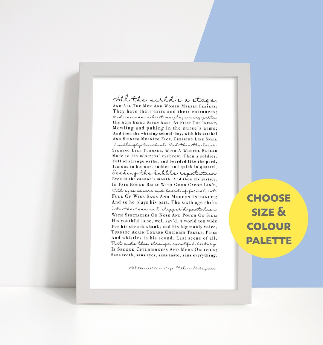 All the World's a Stage Speech From William Shakespeare Play as You ...