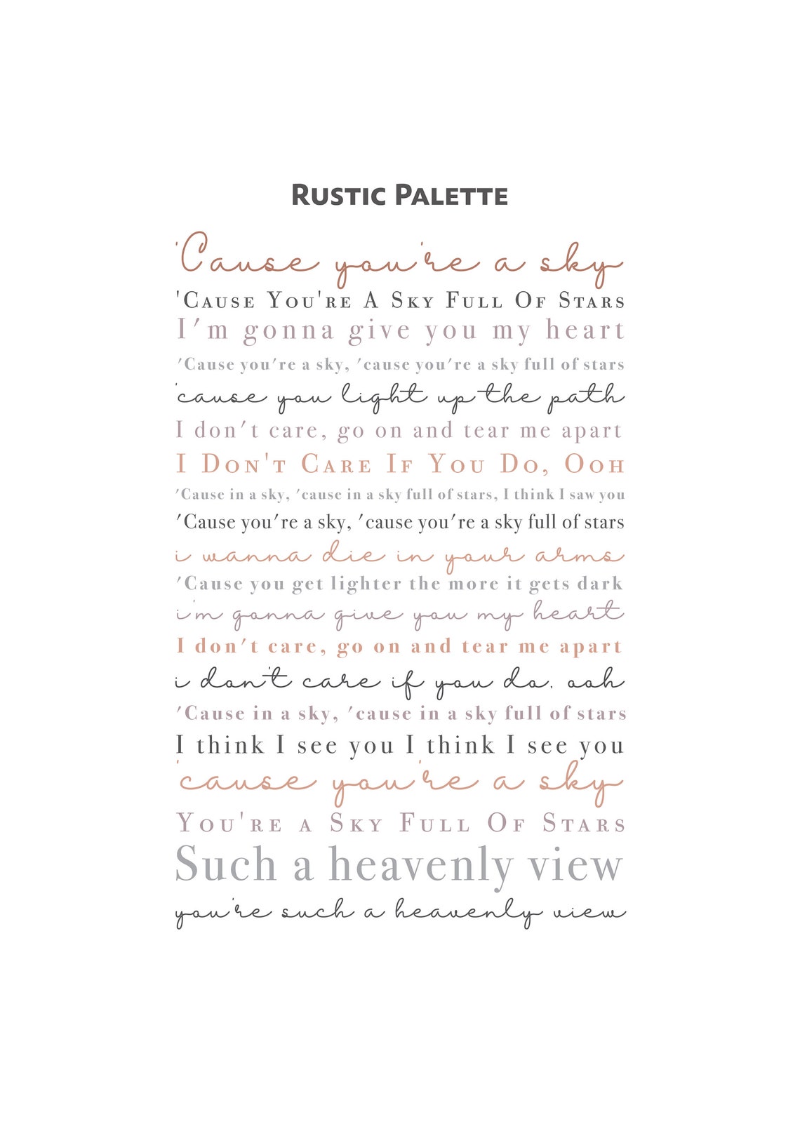 Personalised Typographic Song Lyrics Print Gift | Etsy