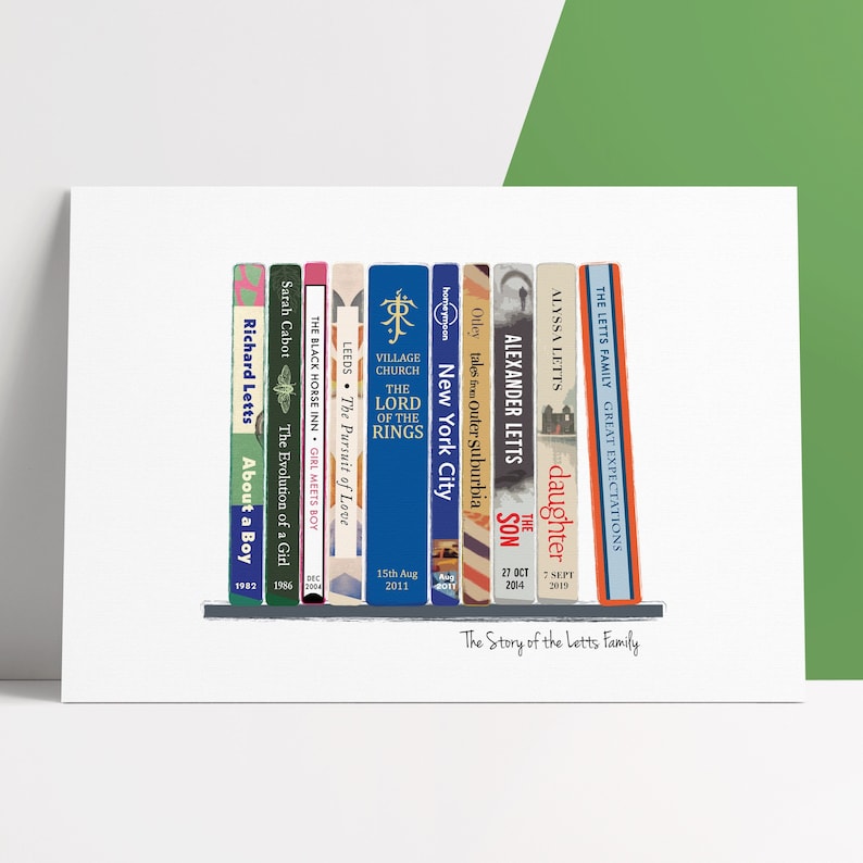 Personalised Bookshelf of Memories and Story of Us Book Print - Etsy