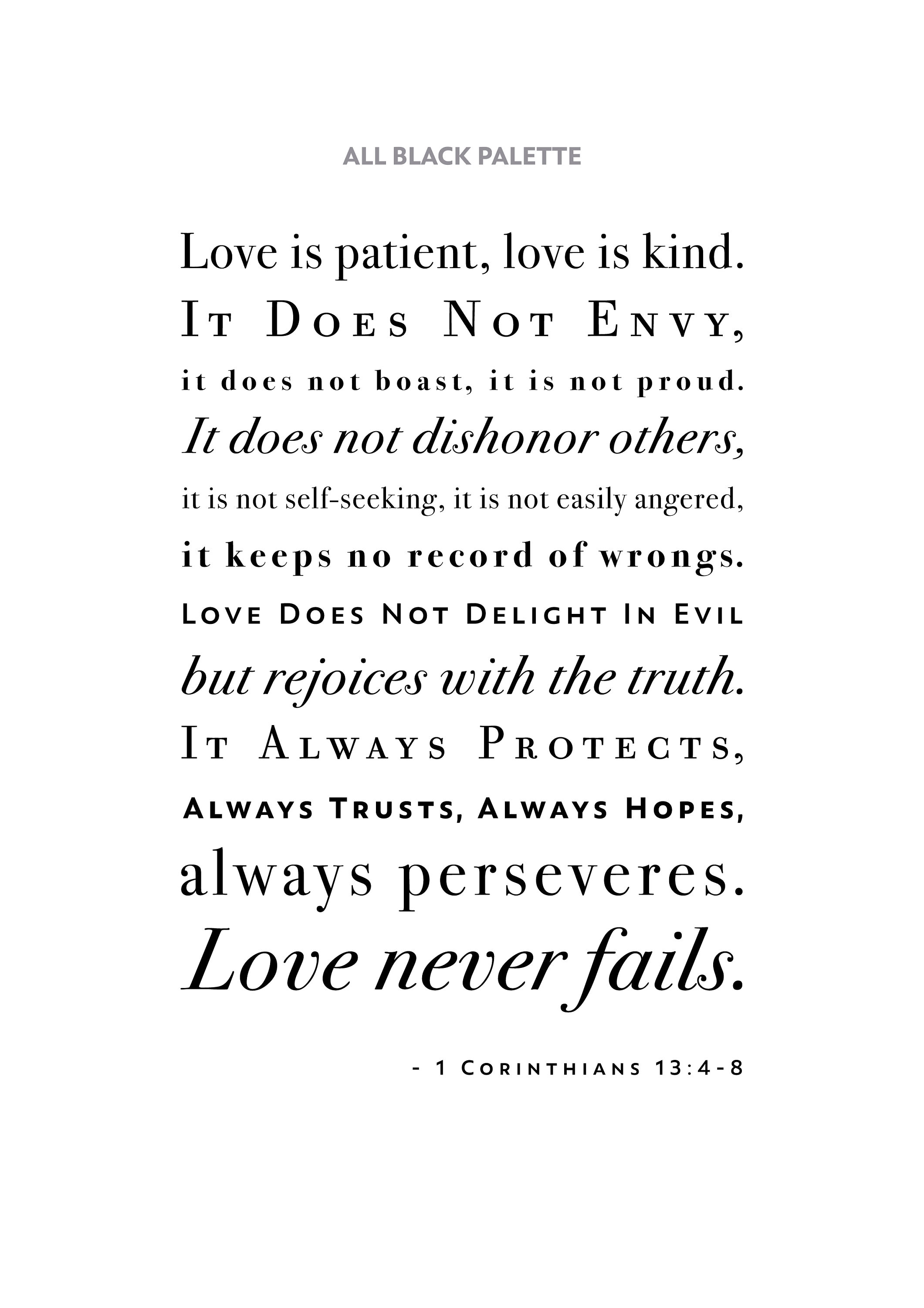 Love is Patient, Love is Kind. Bible Verse 1 Corinthians 13:4–8 ...