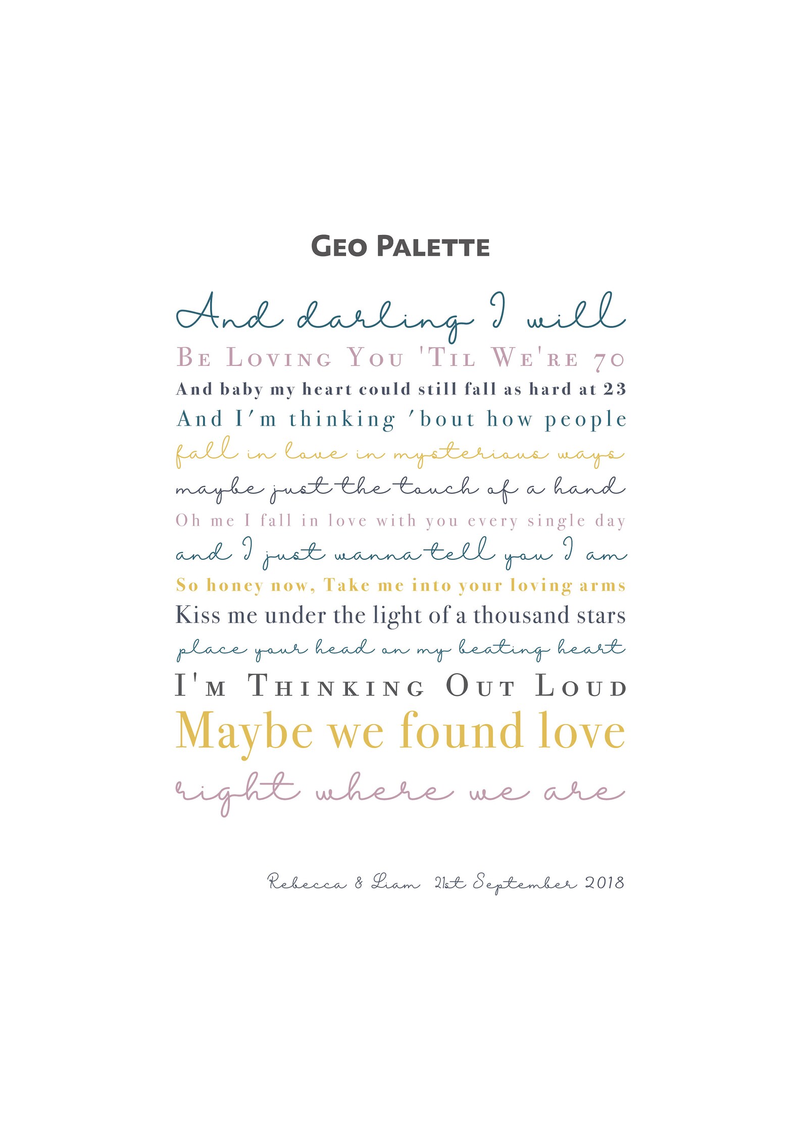 Personalised Typographic Song Lyrics Reading or Quote Print - Etsy