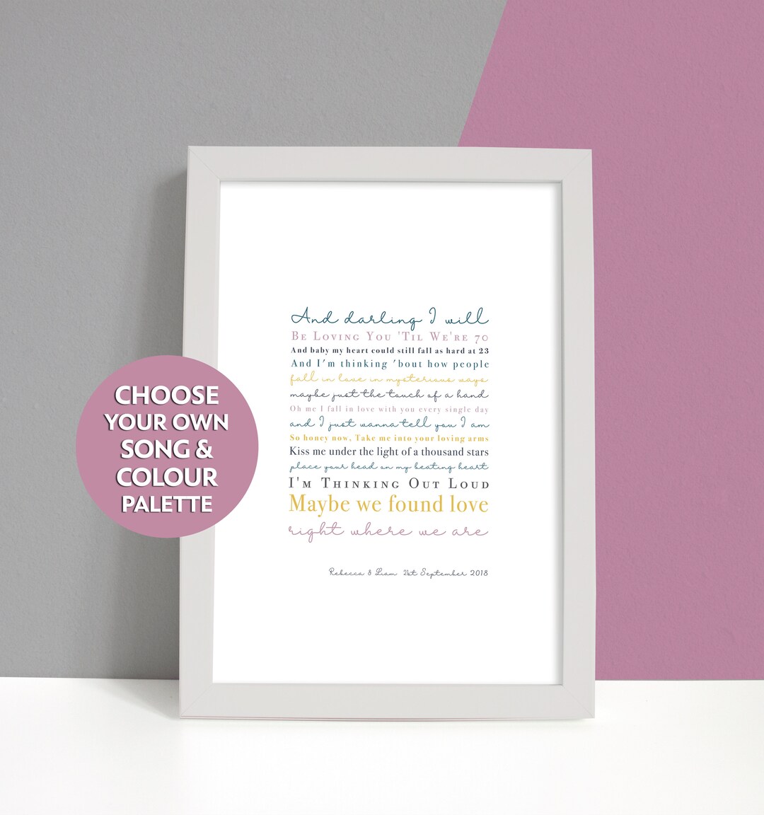 Personalised Typographic Song Lyrics Reading or Quote Print - Etsy