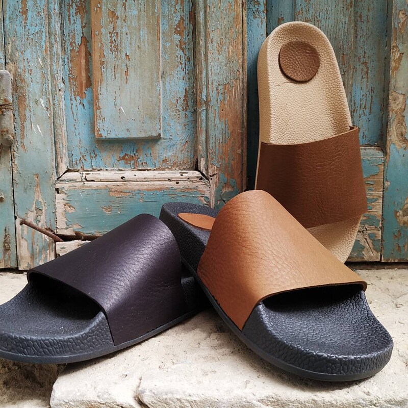 Leather Sliders - Etsy