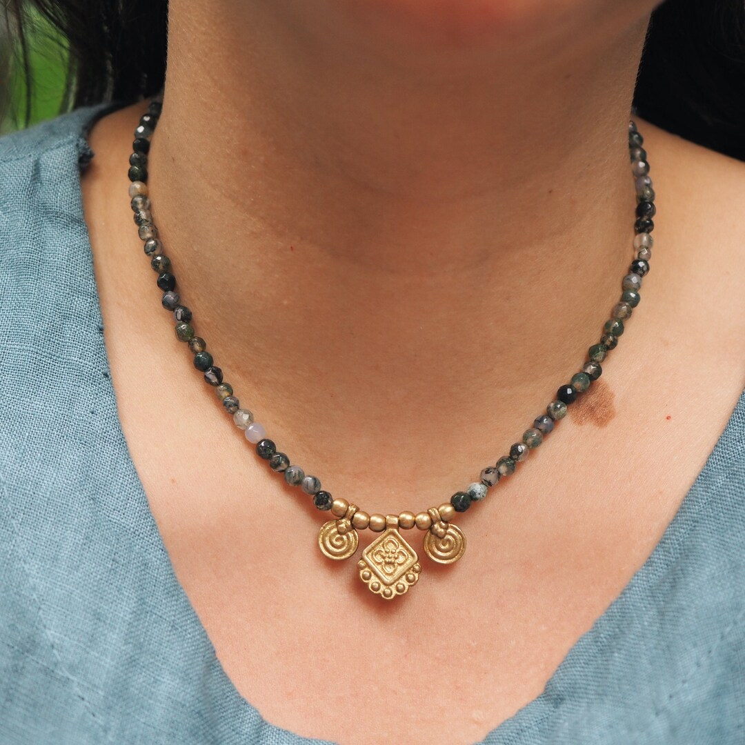 Shakti Necklaces in Natural Stones Handmade: Larvikite, Green Garnet ...