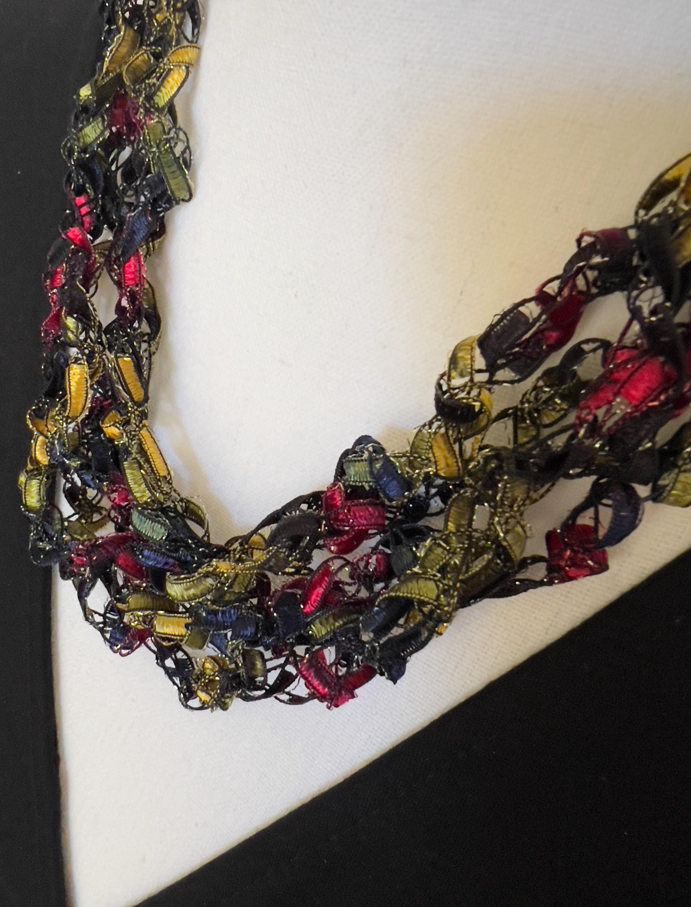 Crochet Adjustable Multi-colored, Multi-strand Trellis Ladder Back Yarn ...