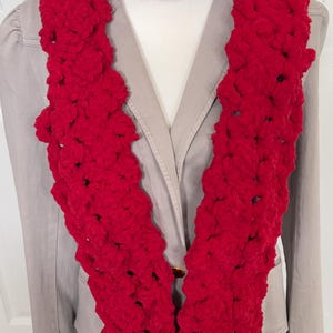 Chunky Chenille Long Red Crochet Scarf - Etsy