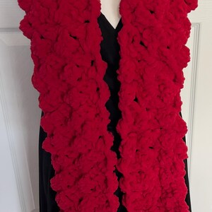 Chunky Chenille Long Red Crochet Scarf - Etsy