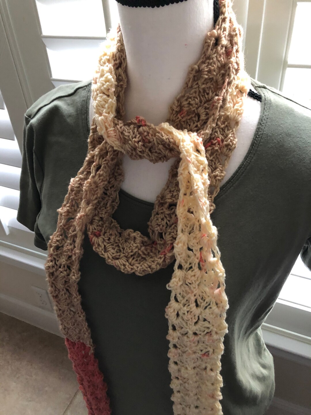 Crochet Narrow Scarf, Crochet Color Blocked Crochet Extra Long Scarf ...