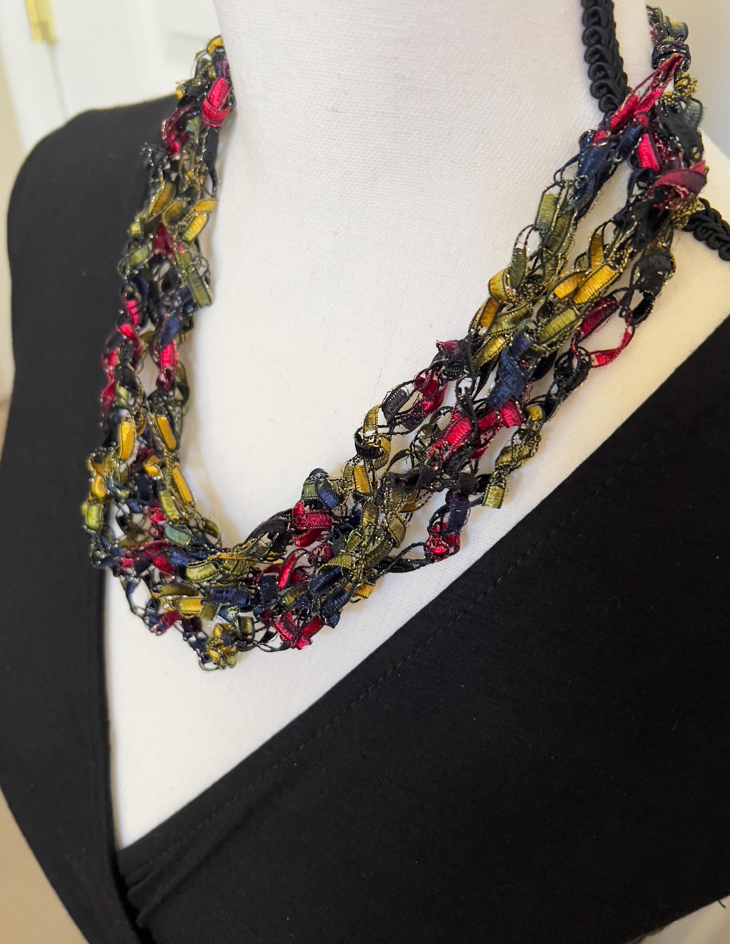 Crochet Adjustable Multi-colored, Multi-strand Trellis Ladder Back Yarn ...