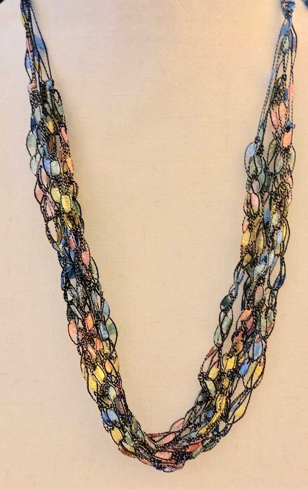 Crochet Adjustable Multi-colored, Multi-strand Trellis Ladder Back Yarn ...