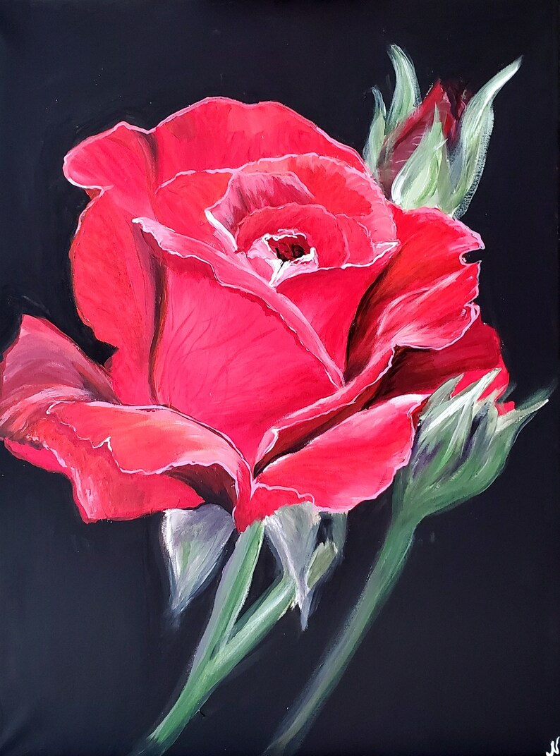 Luminous Rose| Acrylic Painting | Wall Art | Flower | Floral | Gift ...