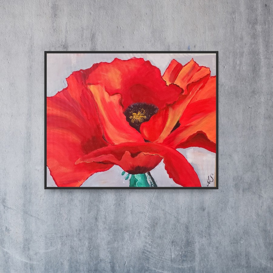Red Poppy Georgia O'keeffe Rendition | Gift | Acrylic Painting | Wall ...