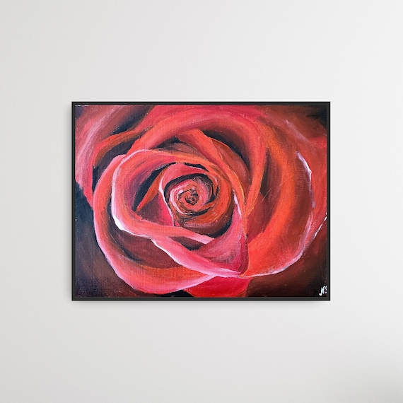 Red Rose Acrylic Painting Wall Art Flower Floral Gift | Etsy