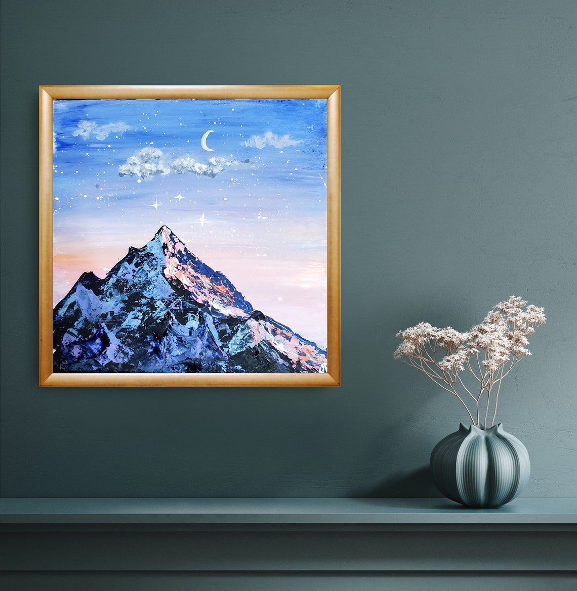 Velaris II Bob Ross Inspired Sunset Mountains Pink Sky - Etsy