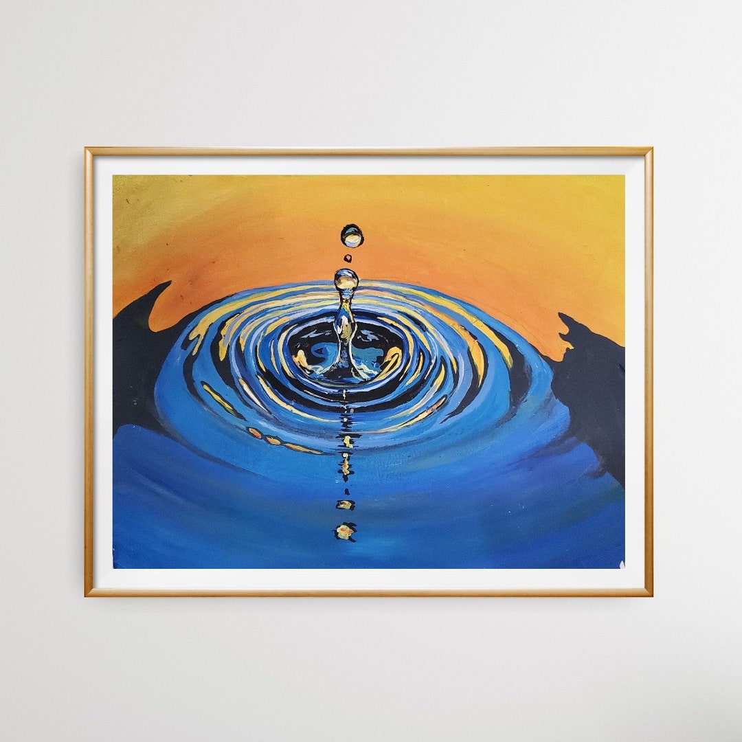Water Splash Drop | Acrylic Painting | Wall Art | Reflection| Ripple - Etsy