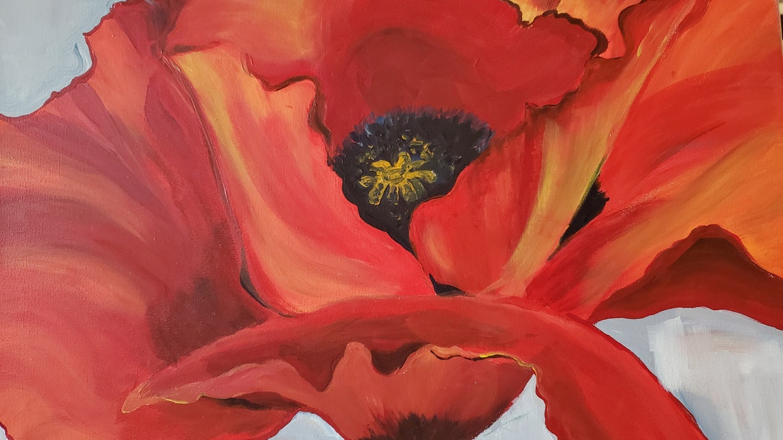 Red Poppy Georgia O'keeffe Rendition Gift Acrylic Painting Wall Art ...