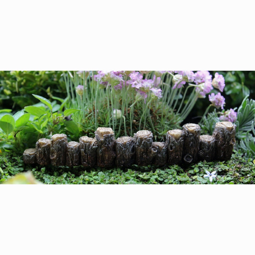 Miniature Fairy Garden Tree Stump Log Wall C/w 2 Picks, Length 7 Inches ...