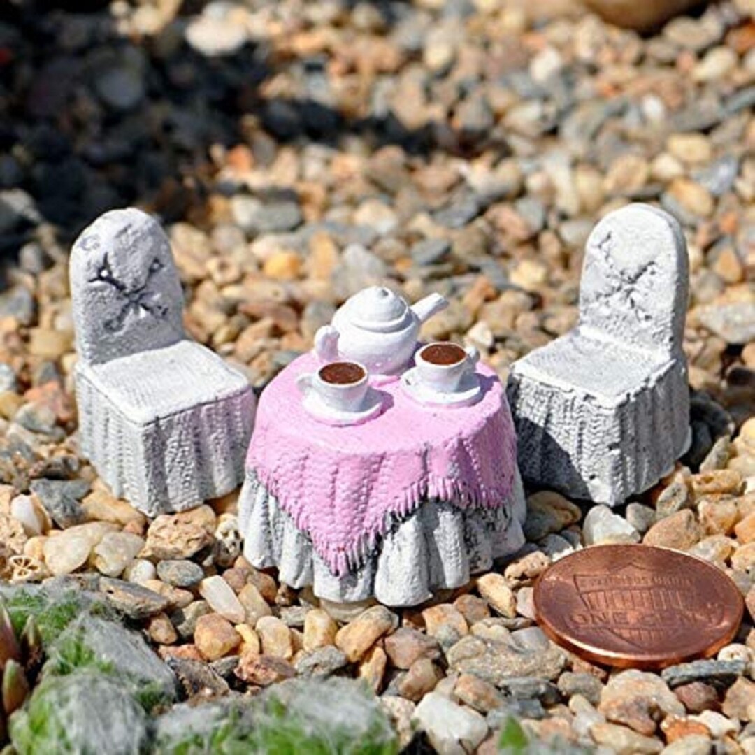 Miniature Fairy Garden 3 Piece Set : Micro Mini Table and Chairs Plus ...
