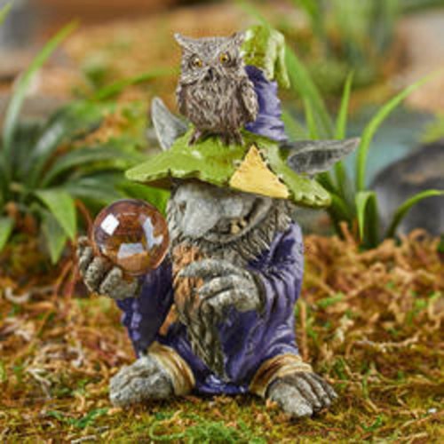 Miniature Wizard With Owl and Gazing Ball Fairy Garden - Etsy