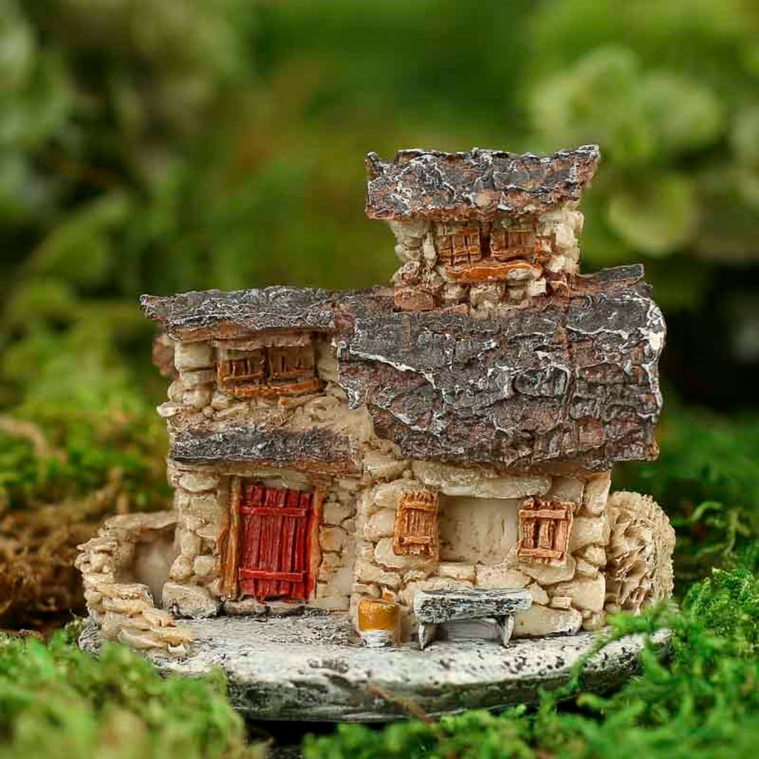 Miniature Fairy Garden Micro Mini Stone Troll House, Height 1.75 Inches ...